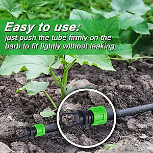 12 Pieces Drip Irrigation Coupling and Drip Irrigation Tubing End Cap Plug 1/2 Inch Universal Drip Irrigation Fitting Compatible with Most 16-17 mm Drip Tape AG Tubing Drip or Sprinkler Systems