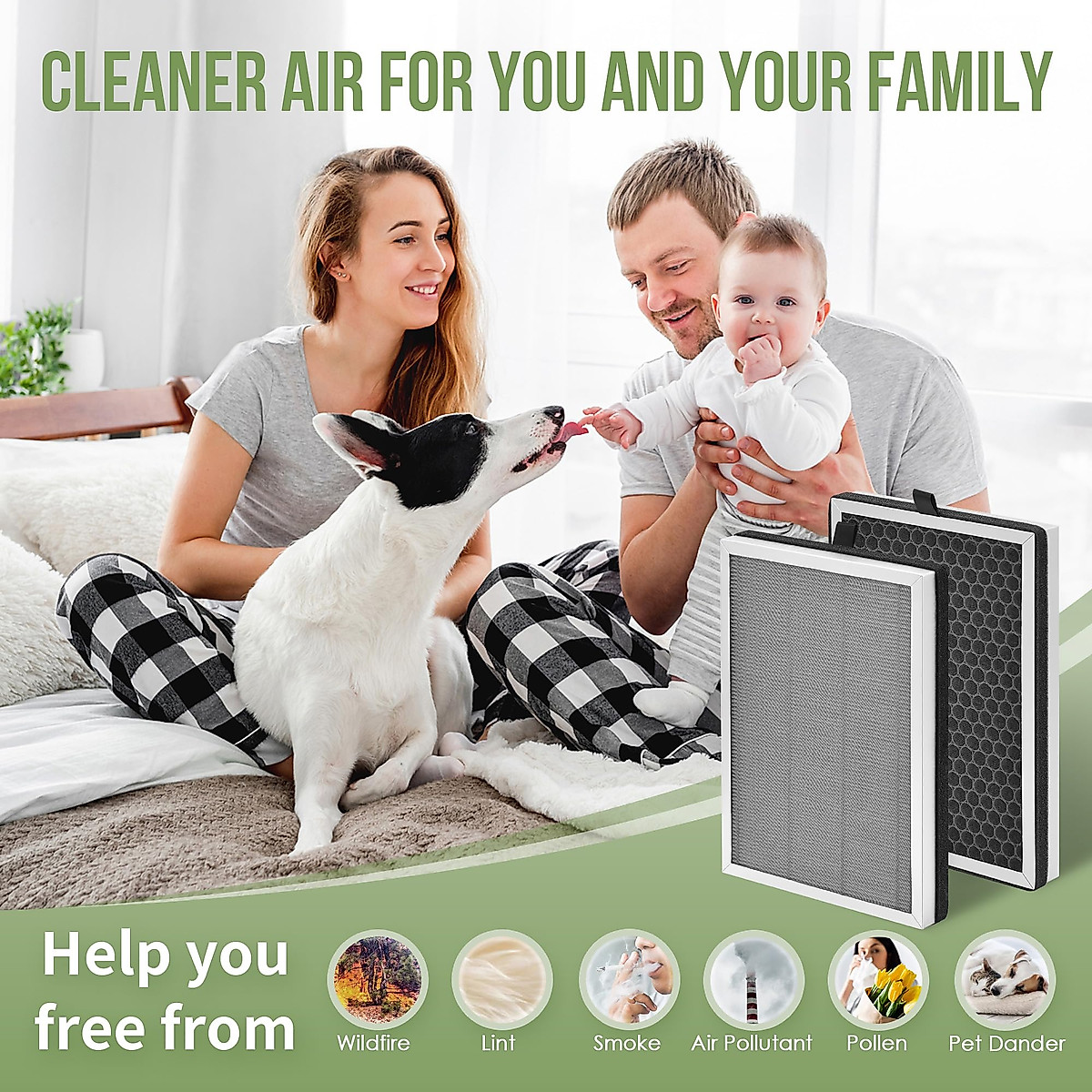 Nisreen JF 260 Replacement Filter Compatible with Jafanda Air Purifier Filter JF260, 3-in-1 True HEPA Filter for JF260 Air Puri-fier, Part# JF260-RF, 4-Pack