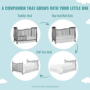 Dream On Me Violet 7-in-1 Convertible Life Style Crib in Steel Grey, Greenguard Gold Certified, 4 Mattress Height Settings, Made of Sustainable New Zealand Pinewood