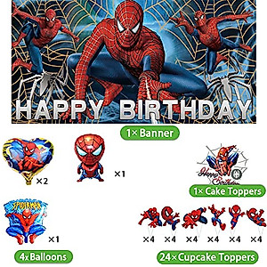 MISCOO Spiderman Party Supplies | Decorations | Banner | Balloons | For Boys | Backdrop | Birthday | Set | Decor