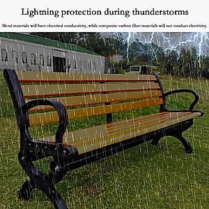 SOWIK Outdoor Garden Bench Park, cast Iron and Hardwood Constructed Patio Furniture Bench with backrest, Perfect for Backyard, Deck, Lawn, Park 120cm/47.2in Black