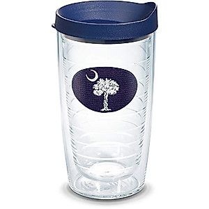Tervis South Carolina Flag Made in USA Double Walled Insulated Tumbler Travel Cup Keeps Drinks Cold & Hot, 16oz, Navy and White