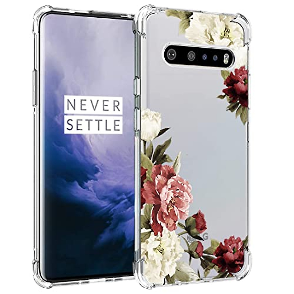 Zoeirc Case for LG V60 ThinQ 5G Case/LG V60/LM-V600 Clear Case for Girls Women, Soft TPU Shockproof Protective Transparent Case Cover for LG V60 (Blossom Flower)