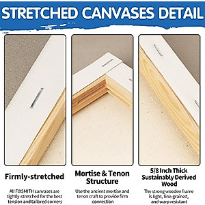 FIXSMITH Stretched White Blank Canvas - 24x36 Inch, 2 Pack,Primed Large Canvas,100% Cotton,5/8 Inch Profile of Super Value Pack for Acrylics,Oils & Other Painting Media
