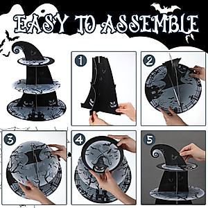 Zopeal 3 Tier Halloween Cupcake Stand The Nightmare Cardboard Cake Stand Tower Halloween Pumpkin Bat Scary Party Cupcake Serving Tray Dessert Tower for Halloween Carnival Party Decoration Supplies