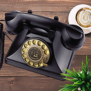 EC VISION Rotary Phones for Landline, Retro Landline Telephone Old Fashion Home Phones with Mechanical Ringer and Speaker Function(Black)
