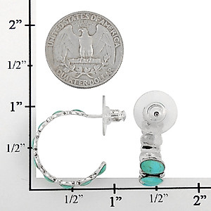 Turquoise Earrings 925 Sterling Silver & Genuine Turquoise (Select style) (Bold Oval Hoops)