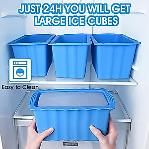 Haldane 4PC Extra Large Ice Cube Molds 25LB Ice Bath Water Chiller Giant Ice Block Molds Silicone Ice Block Maker For Home, Thicker Big Ice Cube Tray Reusable Athletes Cold Plunge Accessories