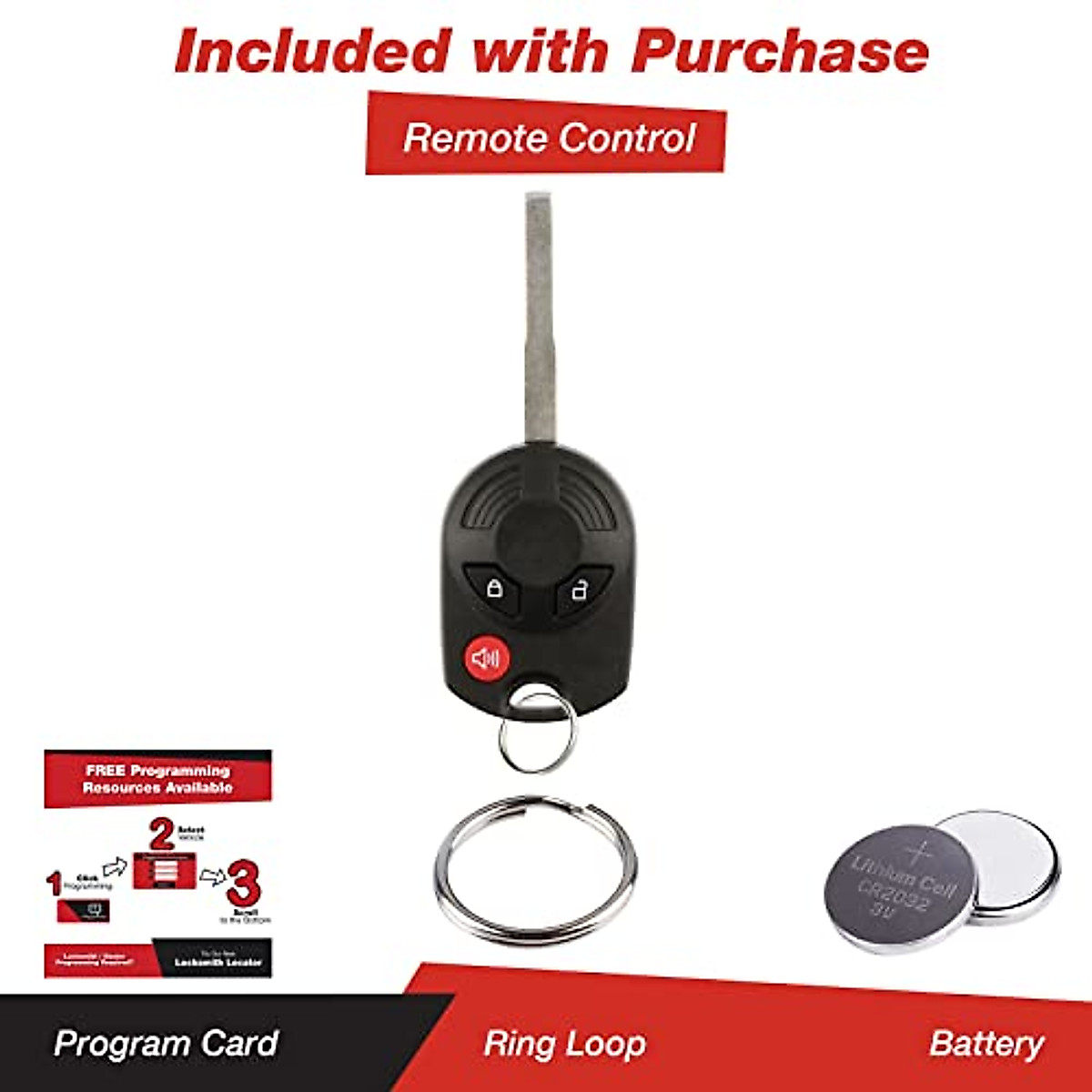 KeylessOption Keyless Entry Remote Car Ignition High Security Key Fob Replacement for Ford 164-R8007