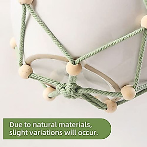 LSEYKRMH 2 Pack Macrame Plant Hangers No Tassel,Hanging Baskets with Wood Bead Hanging Planter Holders No Tail for Indoor Outdoor Plants Holders with Trays & Hooks 24"/31" (Green)