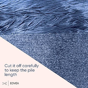 EOVEA Shaggy Faux Fur Fabric by The Yard - 36" X 60" Inch - Long Pile Fur - Fake Fur Materials - Soft & Fluffy Craft Fabric Supplies for DIY Arts & Crafts, Apparel, Costume, Rug(Navy Blue, One Yard)