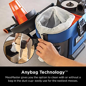Shark VS100 MessMaster Portable Wet Dry Vacuum, Small Shop Vac, 1 Gallon Capacity, Corded, Perfect for Pets & Cars, AnyBag Tech, Self-Cleaning, for Tough Wet & Dry Messes, Light Blue (Renewed)