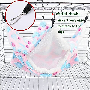 2 Pcs Guinea Pig Hamster Hanging Hammock and Warm Bed Soft Mat Set Hamster Mats for Hedgehog Chinchilla Small Pet Cage Hammock Hideout Tunnel Cave Rat Ferret Squirrel Bearded Dragon Small Pet-Pink