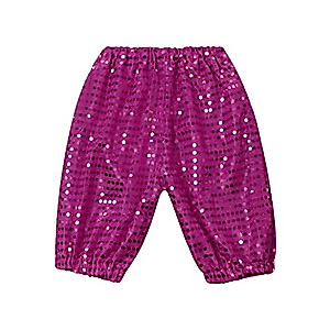 Loyan Girls Shiny Sequins Dance Short Athletic Cheer Tumbling Bottoms Gymnastics Sports Short Sparkle Glitter Hot Pants Hot Pink 2-3 Years