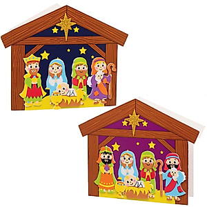 Baker Ross AX567 Nativity Scene Card Craft Kits for Kids - Pack of 6, Children's Christmas Arts, Crafts and Decorations