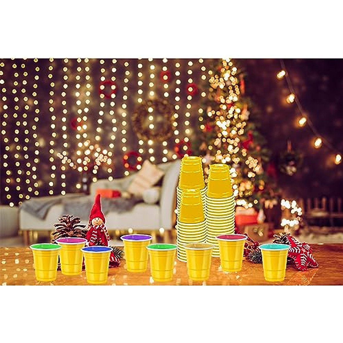 cssopenss 500 pcs 2 oz Plastic Shot Glasses yellow shot glasses disposable 2 oz yellow solo cups for drinking Tastings served Snacks Jello Tastings and Samples
