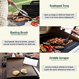HaSteeL Griddle Accessories Kit of 16, Professional Stainless Steel Griddle Spatula Tools in Storage Bag, Heavy Duty Metal Spatulas/Chopper/Burger Press/Melting Dome for Teppanyaki Flat Top BBQ Grill