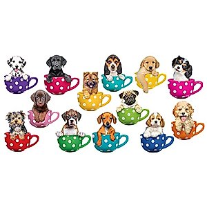 Lafayette Puzzle Factory Pups in Cups 1 : A Collection of 13 Mini Shaped Puzzles Totaling 500 Color Coded Pieces Exclusive Keith Kimberlin Editions,Multi-Colored,SG_B07B1GLTWW_US