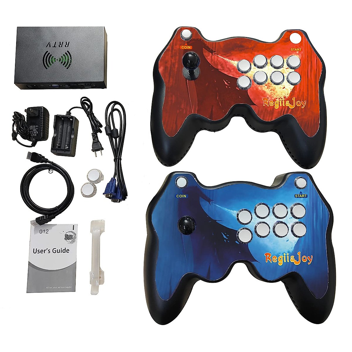 RegiisJoy 20000 in 1 Bluetooth Arcade Game Console Pandora Box 30S Wireless Game Machine for PC & Projector & TV, 2-4 Players, 1280X720, 3D Games, Search/Hide/Save/Load/Pause Games