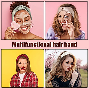 9 Pieces Elastic Hair Wraps and Adjustable Satin Headbands - Twisted Turban and Hair Band for Face Washing, Women and Girls Hair Accessory, 9 Colors