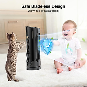 VCK 13-Inch Tower Fan - 70° Oscillation Desk Fan with 3 Speeds, 3 Wind Modes, Safe Bladeless Design, Digital Touch Screen, Remote Control, 1-7H Timer - Quiet Table Fan for Home Office Bedroom