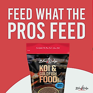 Blue Ridge Koi Fish Food 2lb - Koi Food Mini Growth Formula Goldfish Food, Premium Fish Food for Ponds, Ponds Fish Food, Koi Food Fall and Winter Fish Food, Floating Pond Pellets Fish Food