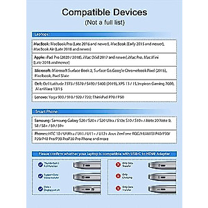 QGeeM USB C to HDMI Adapter 4K Cable, USB Type-C to HDMI Adapter [Thunderbolt 3/4] HDMI Adapter for Laptop MacBook Pro/Air, iPhone15 Pro max, Dell XPS, HP.Pixelbook, Thinkpad,Surface,Ipad Pro etc.