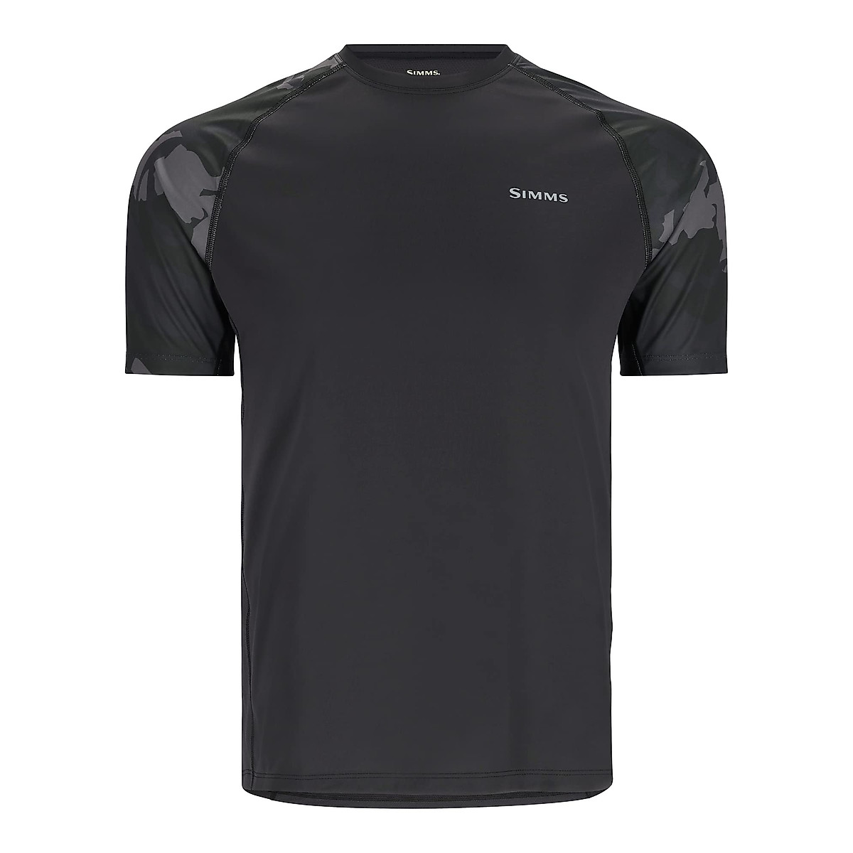 Simms Challenger Solar Tech UPF 30+ Fishing Shirt, Black/Regiment Camo Carbon, Medium