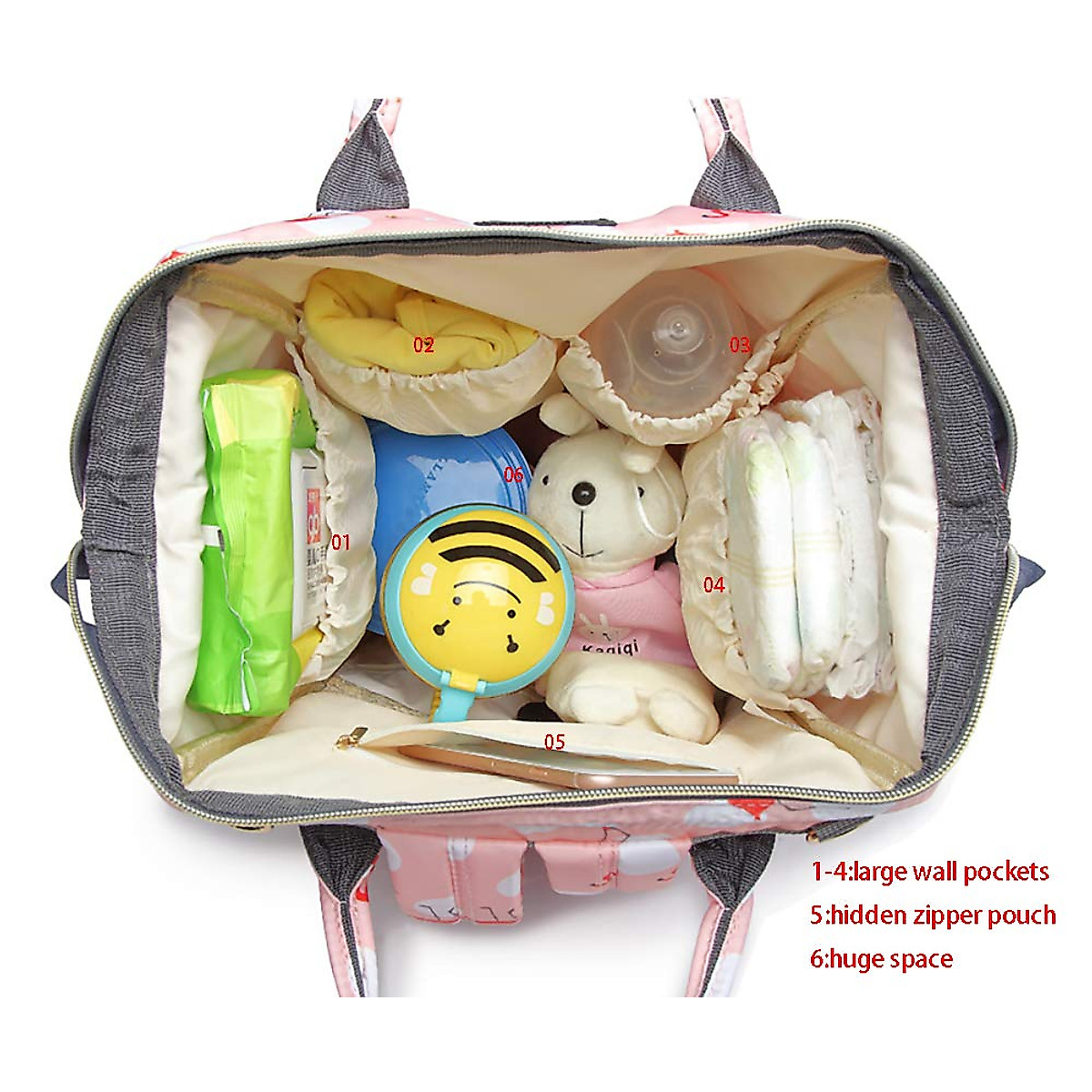 Starte Diaper Bag for Mom/Dad,Flamingo Bag for Women Waterproof Travel Backpack,Spacious Tote Shoulder Bag Organizer,Pink