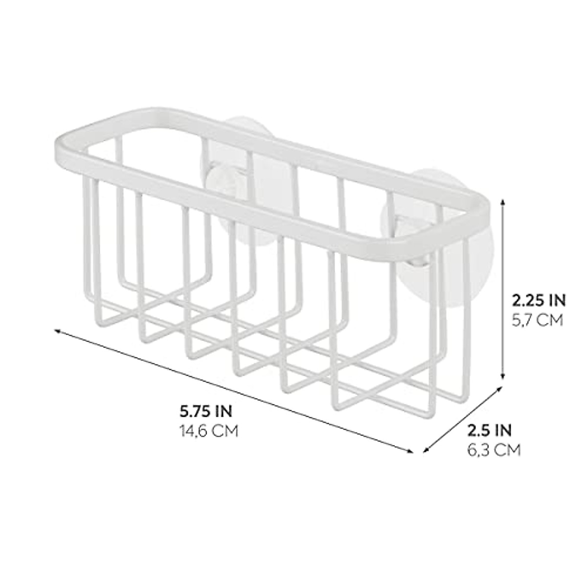 iDesign Rust-Resistant Stainless Steel Sponge Holder for Kitchen Sink with Suction Cups, The Gia Collection - Set of 1, Pearl White