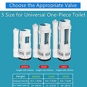T Tulead Toilet Push Flush Valve Dual 185mm/7.28" Push Button Fill Valve Fit for Drainage Hole 64mm/2.5"
