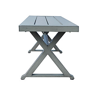 GDFStudio Modern Outdoor Aluminum Dining Bench, Dark Gray