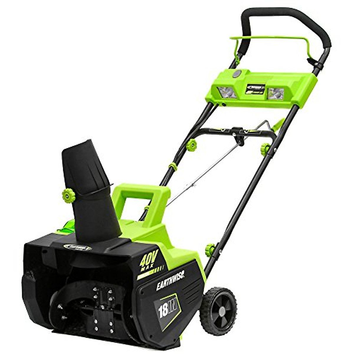 Earthwise SN74018 Cordless Electric 40-Volt 4Ah Brushless Motor, 18-Inch Snow Thrower, 500lbs/Minute, With LED spotlight (Battery and Charger Included)