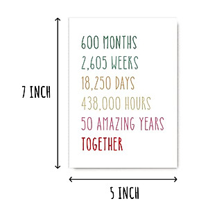 LillaGifts 50Th Anniversary Card Funny 50 Years Wedding Anniversary Card Tenth Anniversary Card For Him Her Gift Perfect For Husband Wife 5 x 7 inches