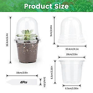 KINGLAKE GARDEN 4'' Plant Nursery Pots,Clear Nursery Pots with Humidity Dome,32 Sets(32 Pots + 32 Clear Lids) Plastic Plant Pots for Transplanting Plant/Succulents/Seedlings(with 10pcs Plant Labels)