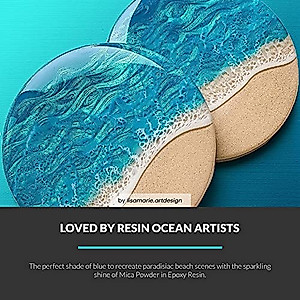 MEYSPRING Turquoise Blue Mica Powder - 50g - Epoxy Resin Color Pigment - Teal Mica Powder for Resin Ocean Art, River Tables, Woodworking - Cosmetic Grade