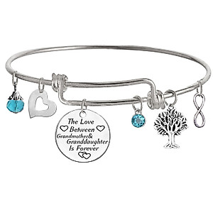 TISDA The Love between a Grandmother and Granddaughter is Forever Bracelet Family Jewelry Christmas Gift (C March)