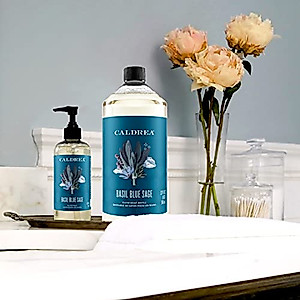 Caldrea Hand Soap Refill, Aloe Vera Gel, Olive Oil And Essential Oils To Cleanse And Condition, Basil Blue Sage Scent, 32 Oz