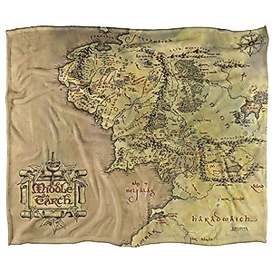 The Lord of The Rings Blanket, 50"x60" Map of Middle Earth Silky Touch Sherpa Back Super Soft Throw Blanket