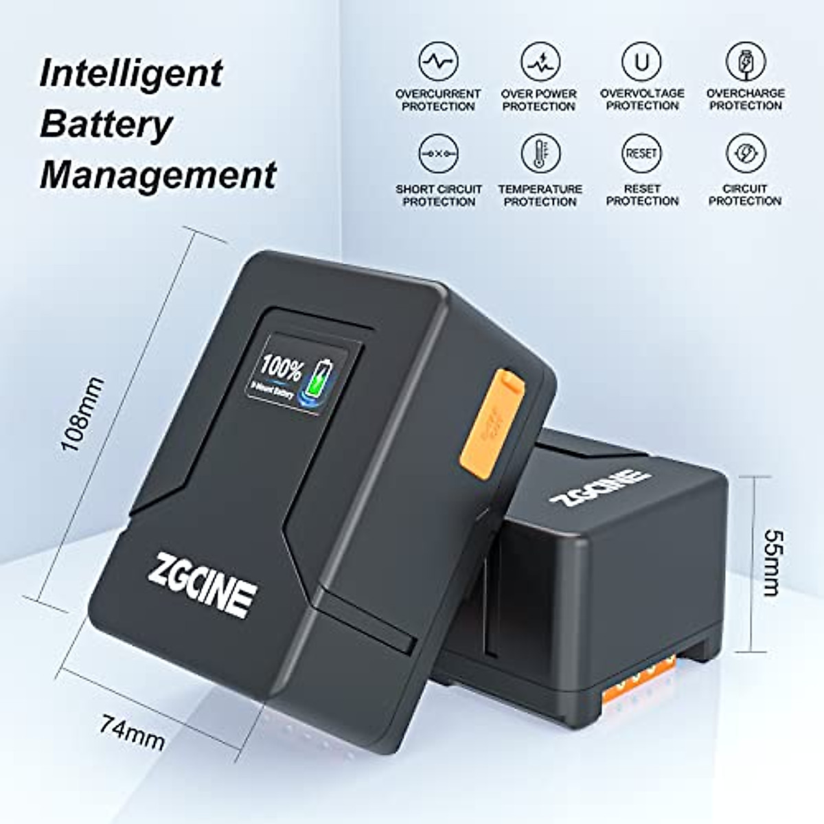 ZGCINE ZG-V99 V2 Upgraded Version Mini V-Mount Battery 99Wh 14.8V 6800mAh Support PD USB-C 45W Charger with D-TAP BP USB-C USB-A Output for BMPCC 4K 6K Pro, ZCAM, Canon EOS R5C, Sony FX3