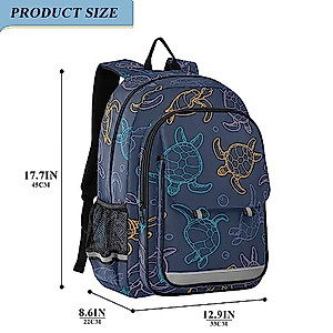 BOENLE Sea Turtle Blowing Bubbles Backpack Water-Resistant Bag Lightweight Bookbags with Reflective Strip