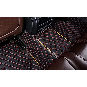 YaruicarCustom Car Floor Mats for 99.99% Sedan SUV Sports Car Men Women Protection Full Coverage Pads Anti-Slip Leather Floor Lining All Weather (Black Red)