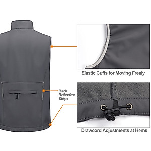 Little Donkey Andy Men's Lightweight Fleece Lined Softshell Vest Windproof Sleeveless Jacket for Hiking Travel Golf Gray L