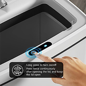 Sooyee Bathroom Trash Can with Lid Automatic Garbage Can,3.7 Gallon Smart Trash Can,14 L Plastic Trash Bin,Touchless Trash Can for Kitchen,Office,Bedroom,Bathroom,Living Room,White
