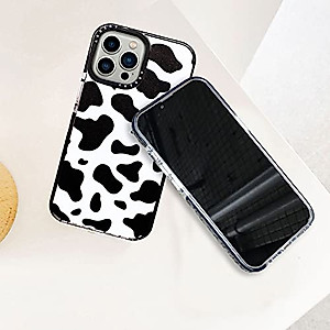 Abbery Designed for iPhone 13 Pro Max Case Cow Print, Clear with Design Cow Pattern Cute Durable Silicone TPU Sturdy Shockproof Protective Woman Girls Aessthetic Transparent Phone Cover