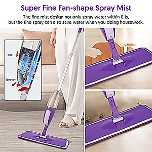 Spray Mop for Floor Cleaning - SEVENMAX Microfiber Floor Mop with 550ML Refillable Bottle 3 Washable Pads Kitchen Dry Wet Flat Dust Mop for Cleaning Hardwood Laminate Wood Ceramic Marble Tile Floors