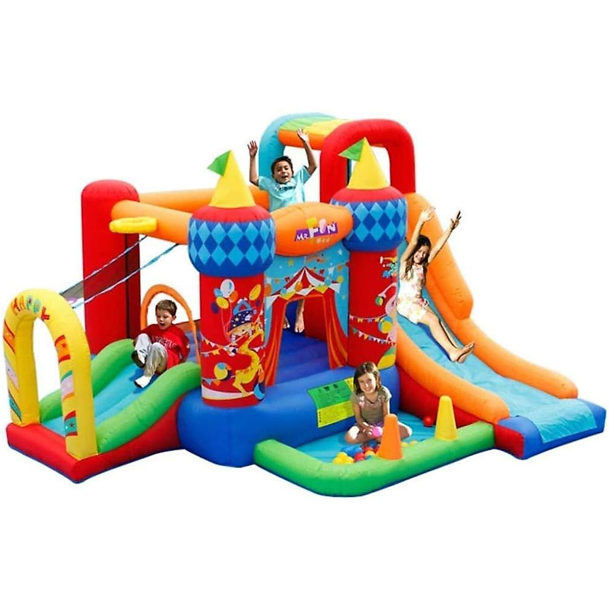 Inflatable Castle and Slide, Children S Playground Indoor Inflatable Toys Outdoor Circus Trampoline Square Playground Colors