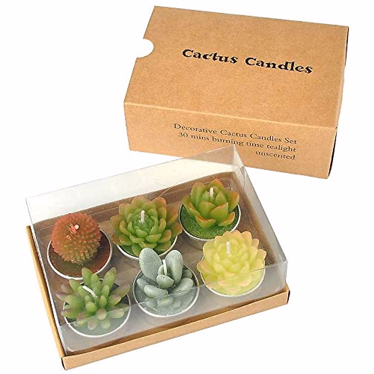 SSleng Cactus Tealight Candles, Handmade Delicate Succulent Cactus Candles（ Perfect for Birthday Party ,Wedding, Spa, Home Decor)