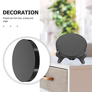 VOSAREA Obsidian Scrying Mirror Natural Black Obsidian Stone Circle Disc Round Plate Feng Shui Mirror for Office Home Desk Decor Crafts