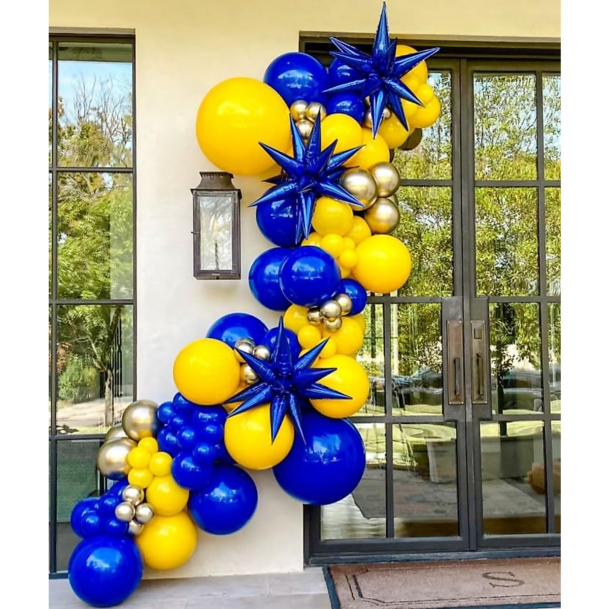 Blue and Yellow Balloon Arch Kit, Royal Blue White Yellow Balloon Garland Kit Latex Baloons with 4D Foil Star Balloons for Baby Shower Anniversary Birthday Wedding Graduation Office Party DIY